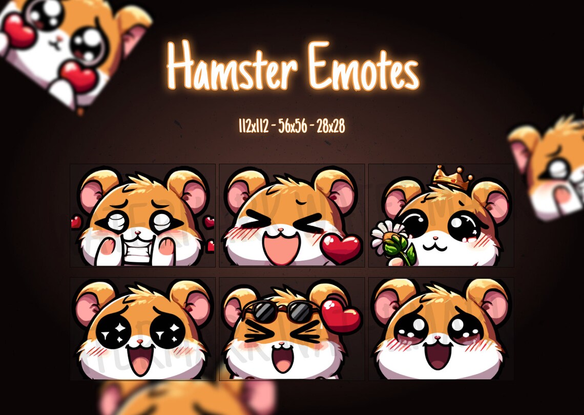 11x Hamster Twitch Emotes / Discord Emotes /hamster Emotes / Cute ...