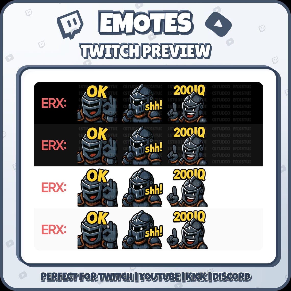 Knight Twitch Emotes – 6 Medieval Warrior Emotes for Streamers, Discord ...