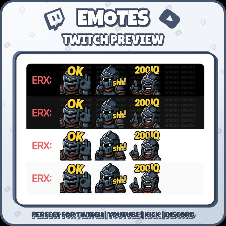 Knight Twitch Emotes – 6 Medieval Warrior Emotes for Streamers, Discord ...