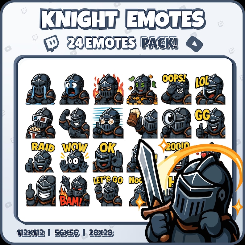 Knight Twitch Emotes – 24 Medieval Warrior Emotes for Streamers ...