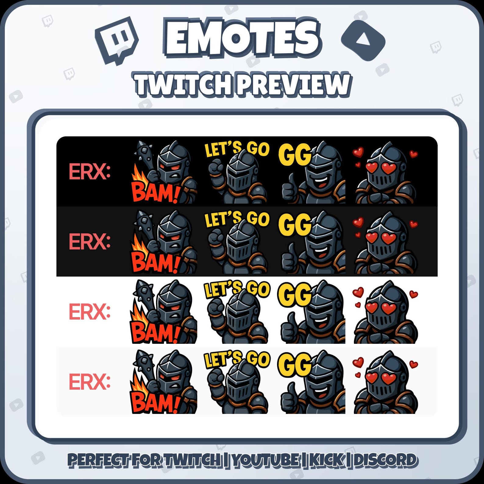 Knight Twitch Emotes – 24 Medieval Warrior Emotes for Streamers ...