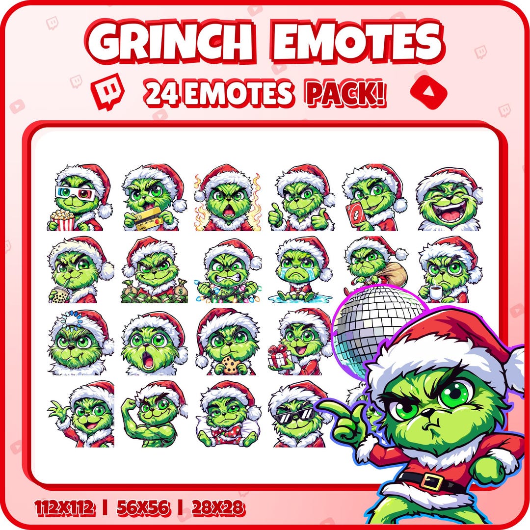 Grinch Twitch Emotes – 24 Funny Christmas Emotes Pack for Streamers ...