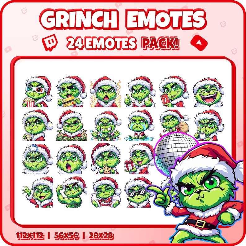 Grinch Twitch Emotes – 24 Funny Christmas Emotes Pack for Streamers ...