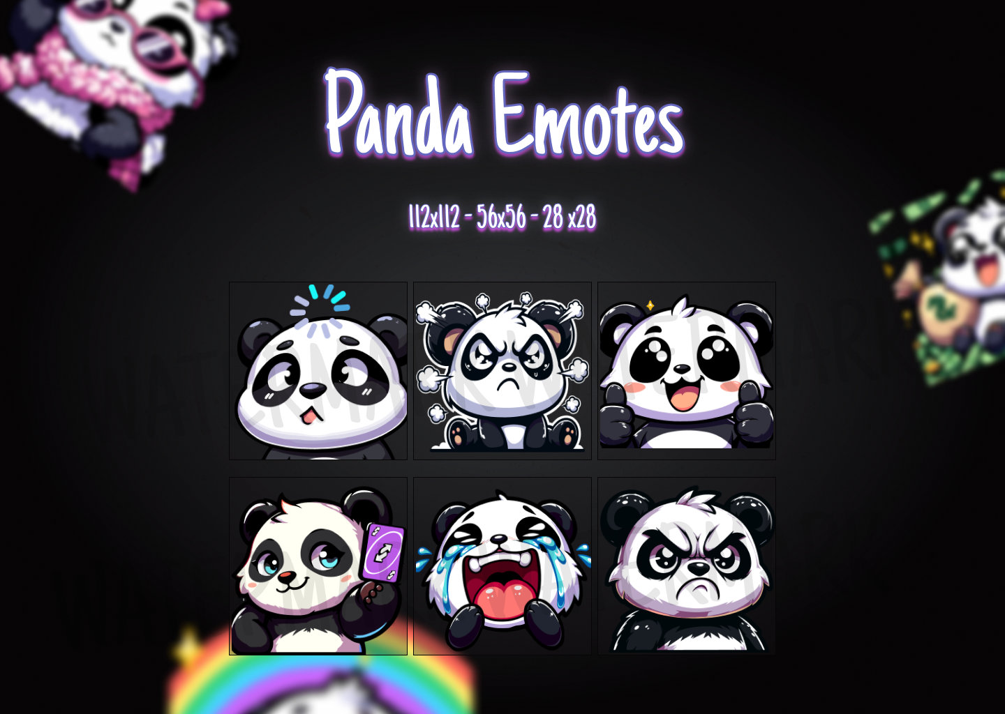 Mega Panda Pack X30 Emotes for Twitch and Discord, Panda Emotes, Cute ...