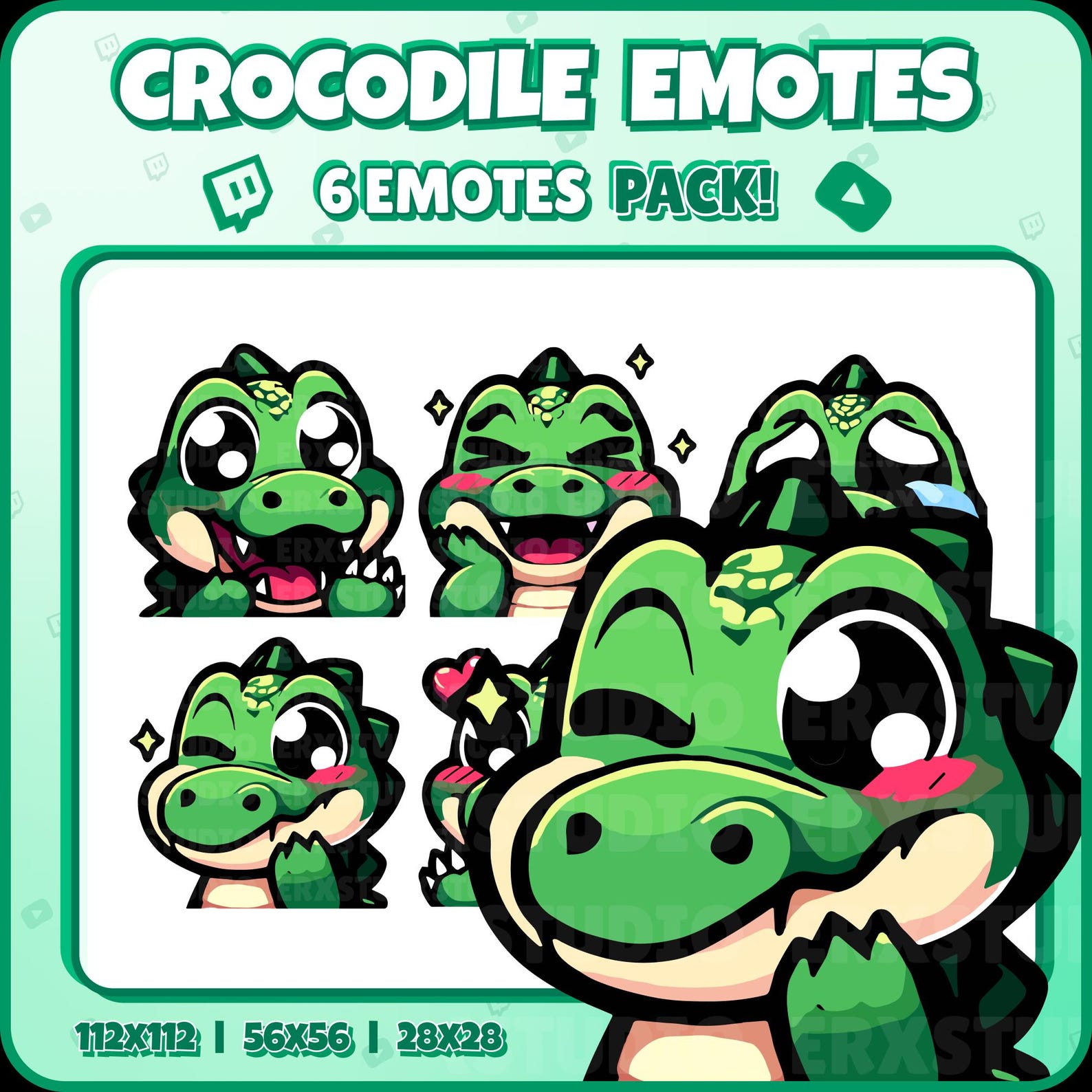 6x Crocodile Emotes /twitch Emotes / Discord Emotes / Cute Crocodile ...