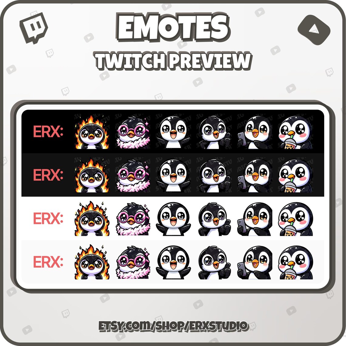 Penguin Twitch Emotes – 33 Cute & Funny Emotes Pack for Streamers ...