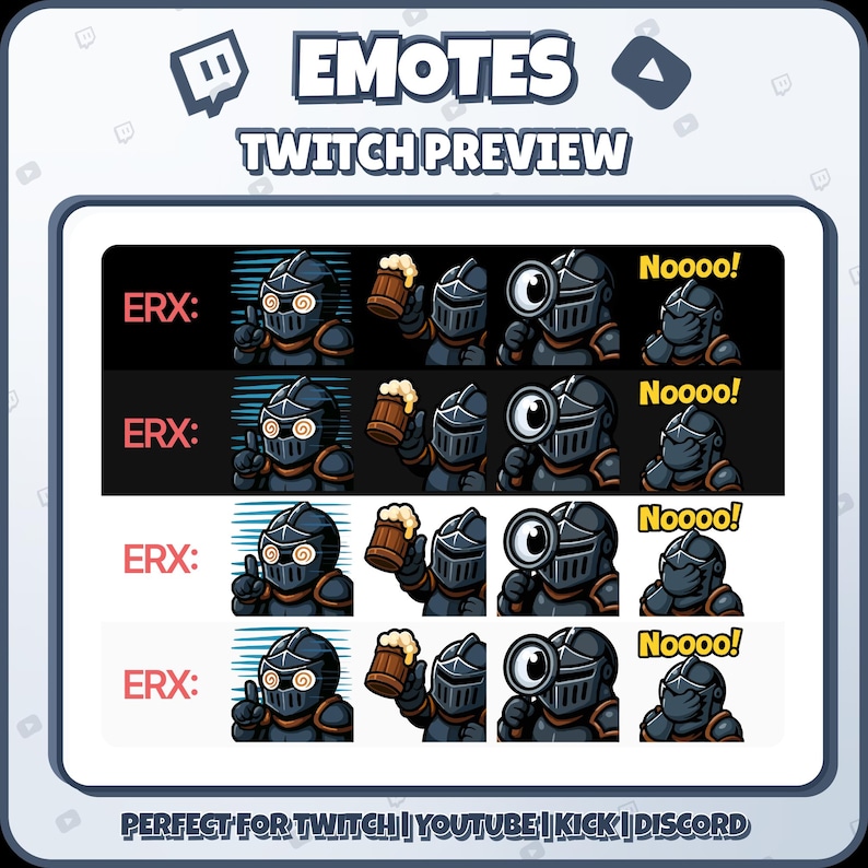 Knight Twitch Emotes – 24 Medieval Warrior Emotes for Streamers ...