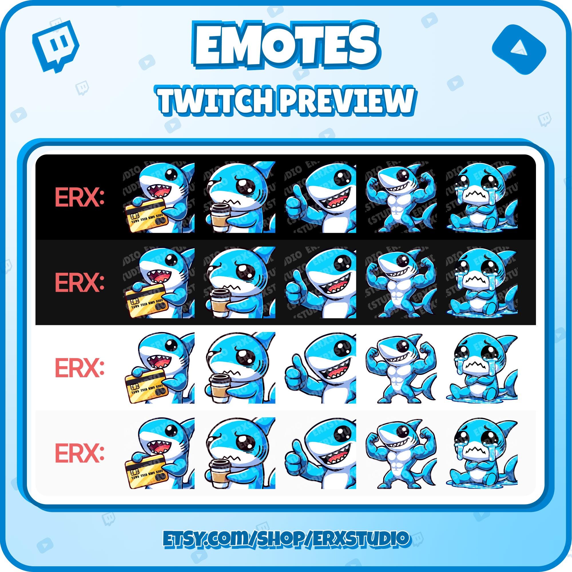 Shark Twitch Emotes – 20 Funny Shark Emote Pack for Streamers | Pngs ...