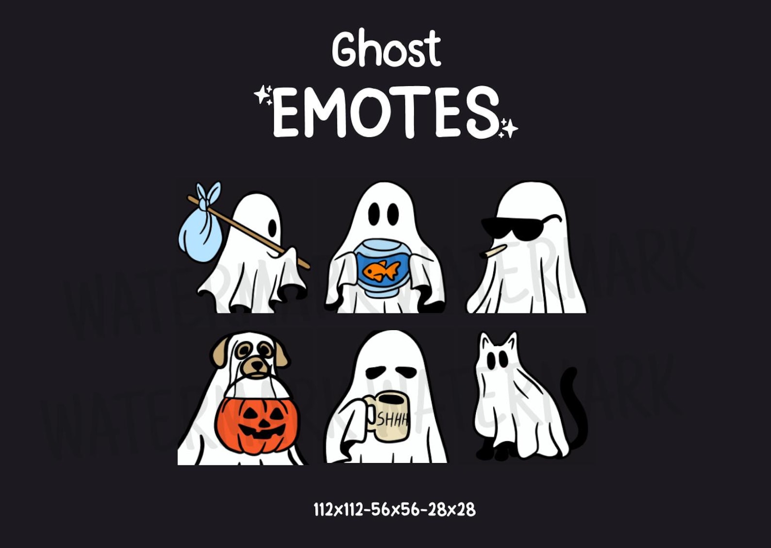 Ghost Pack X30 Emotes for Twitch and Discord, Ghost Emotes, Halloween ...