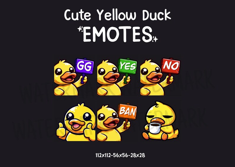 Yellow Duck Pack X30 Emotes for Twitch and Discord, Duck Emotes, Cute ...