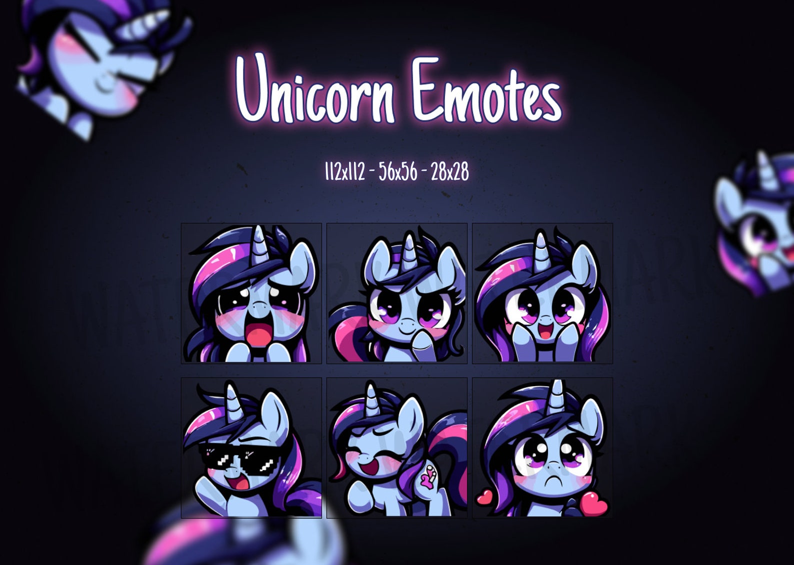 12x Unicorn Twitch Emotes / Discord Emotes /unicorn Emotes / Cute ...