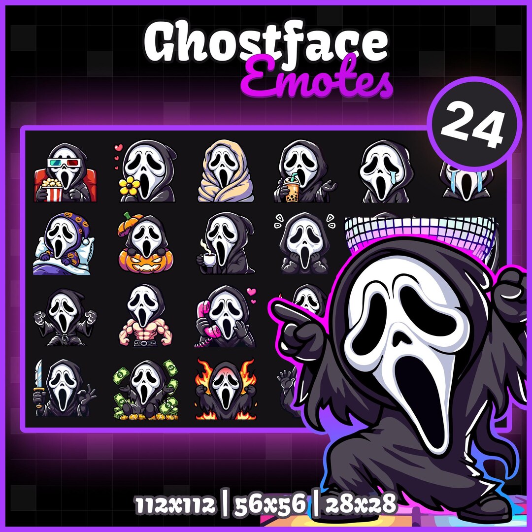 Ghostface Twitch Emotes – 24 Funny Horror Emote Pack for Streamers ...