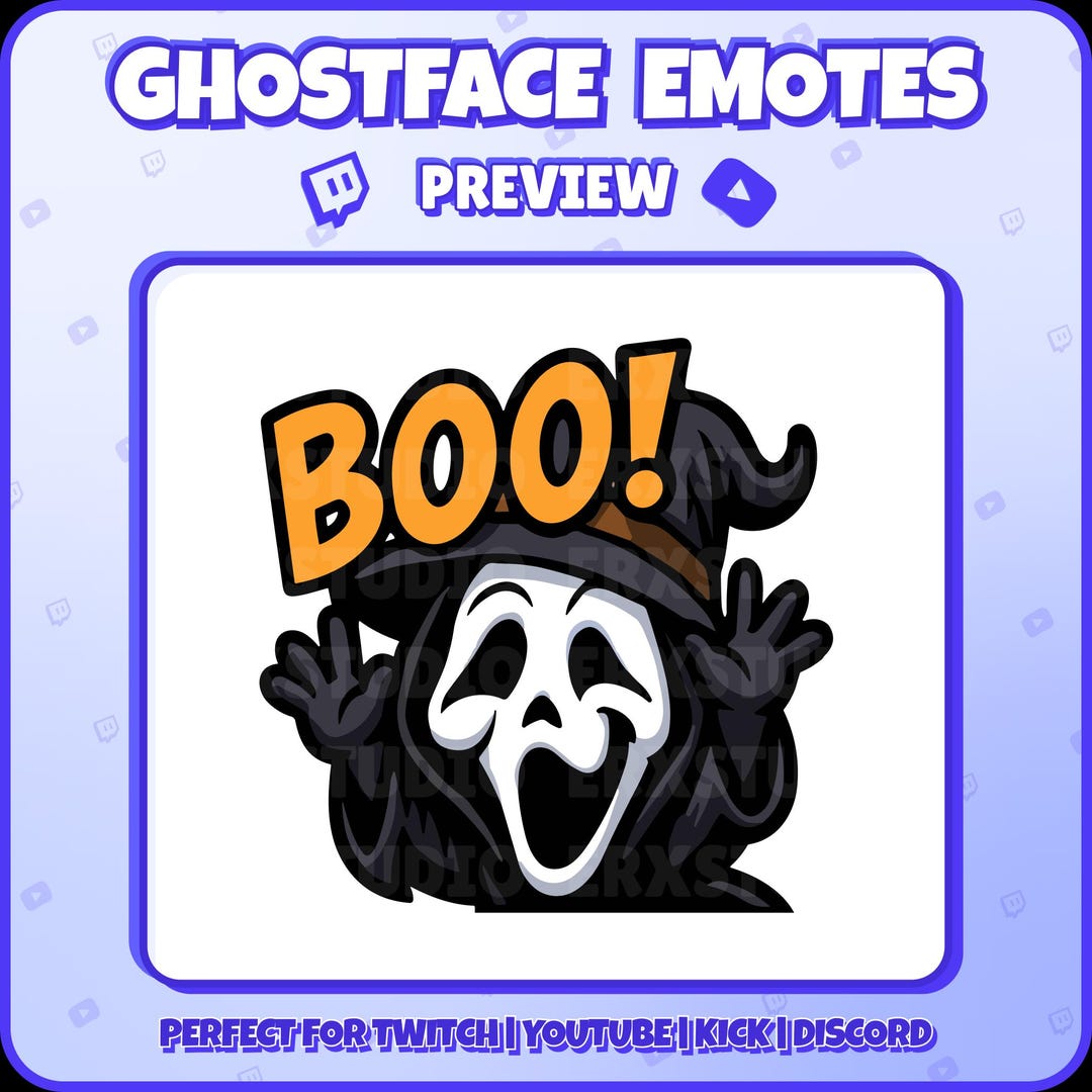 Ghostface BOO Twitch Emote – Funny Halloween Jump Scare Emote for ...