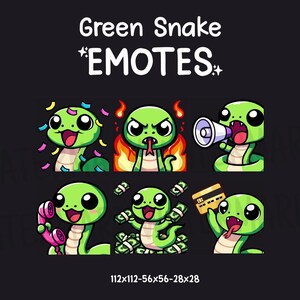 Cute Green Snake Pack X30 Emotes for Twitch and Discord, Green Snake ...