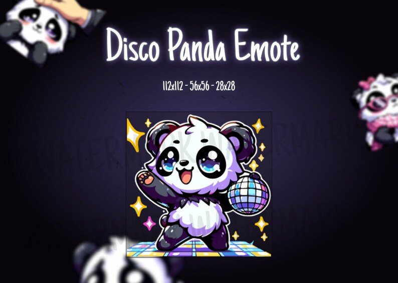 Disco Panda Emote for Twitch and Discord, Panda Emote, Cute Party Panda ...
