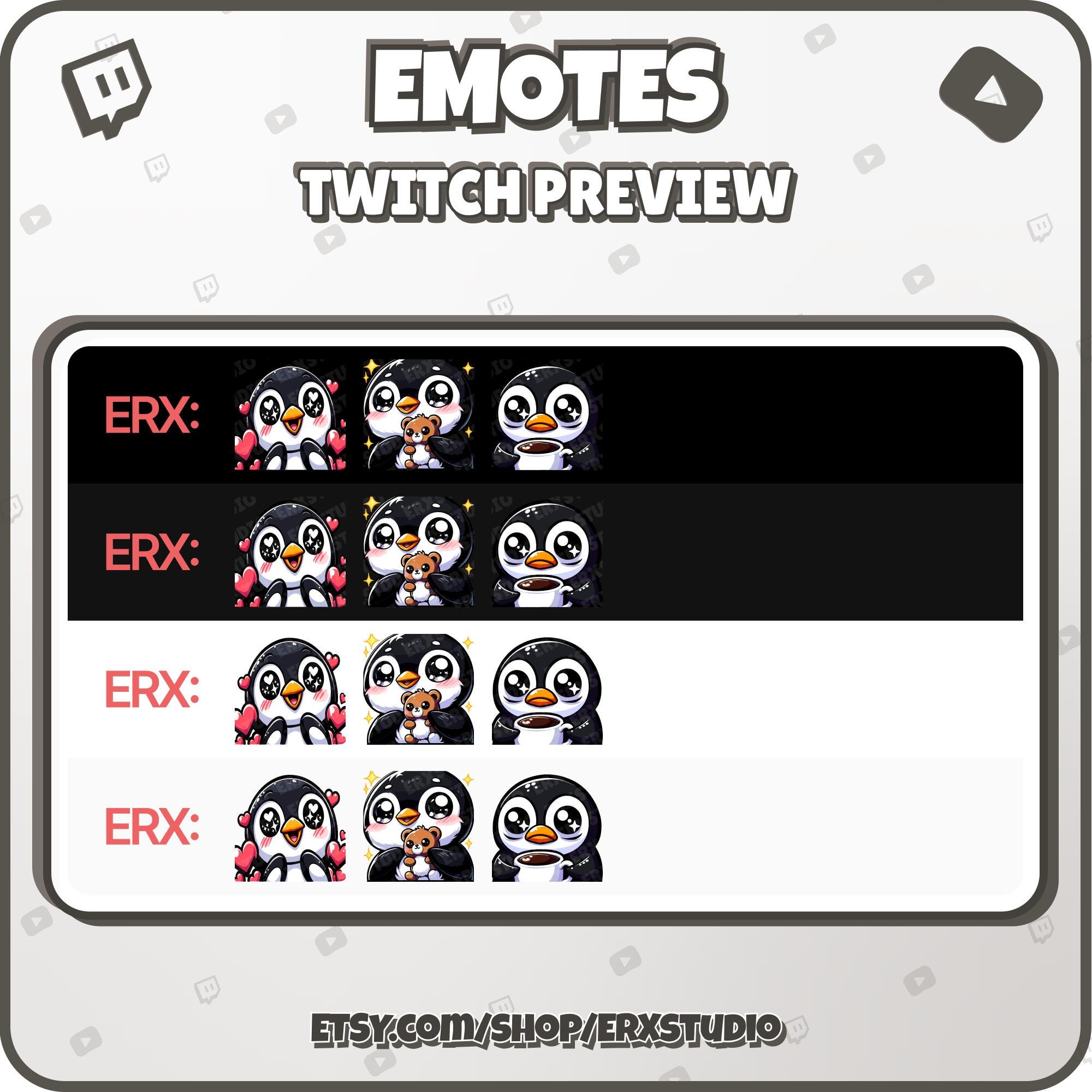 Penguin Twitch Emotes – 33 Cute & Funny Emotes Pack for Streamers ...