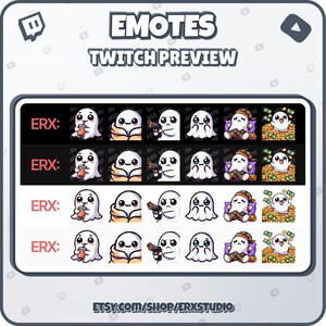 Cute Ghost Twitch Emotes – 24 Halloween Emote Pack for Streamers | Pngs ...