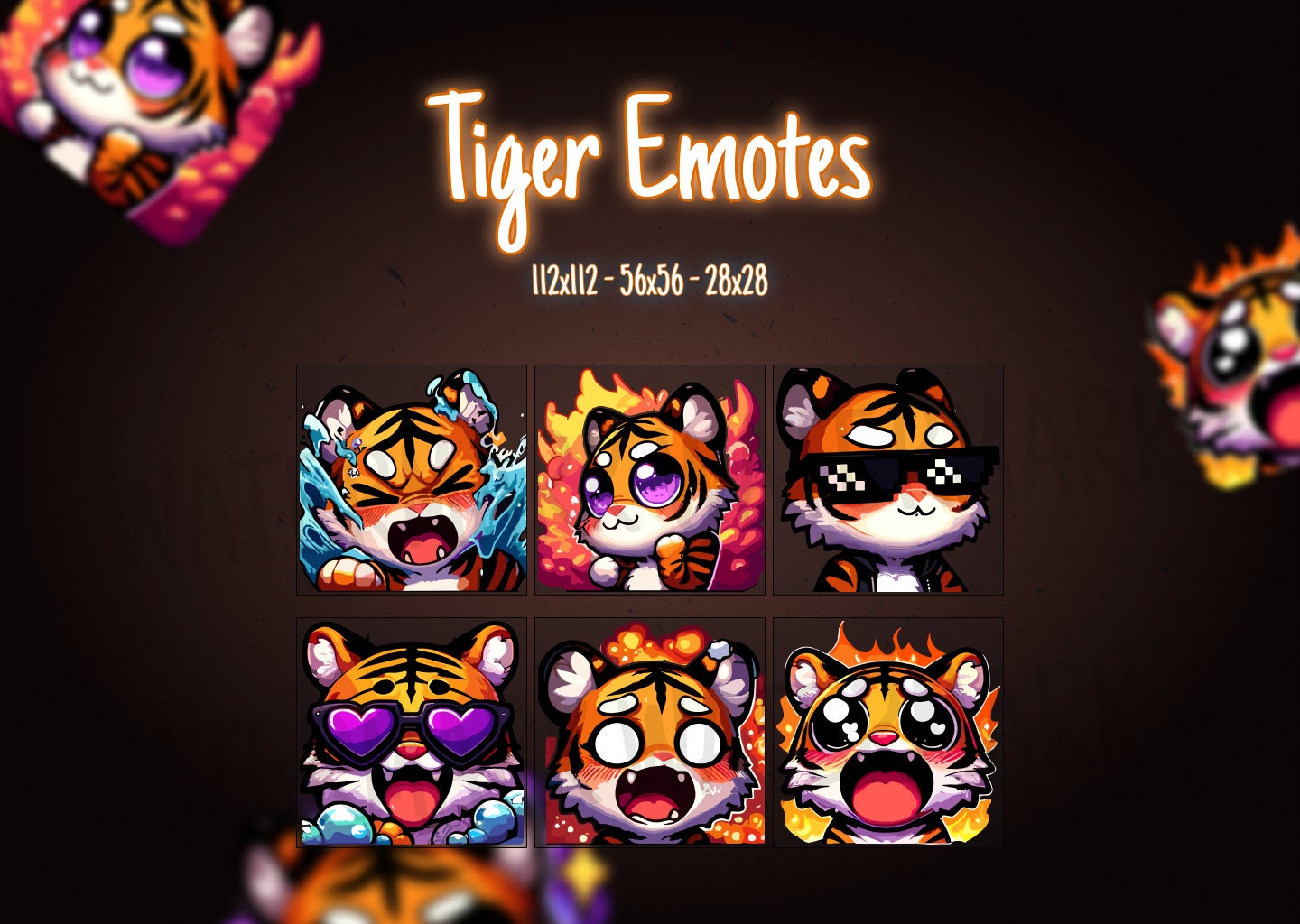 18x Tiger Twitch Emotes / Discord Emotes /tiger Emotes / Cute Tiger ...