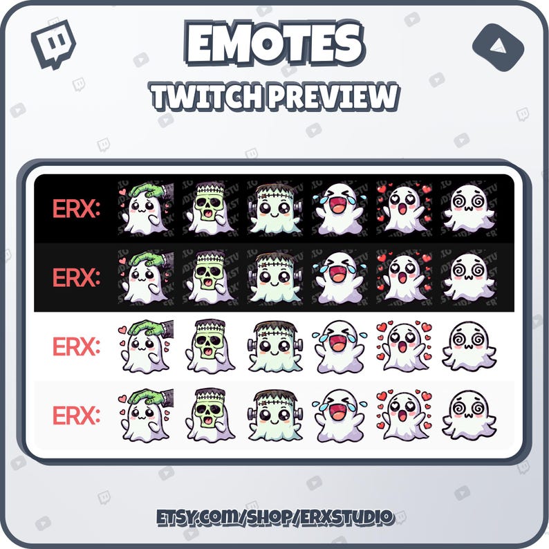 Cute Ghost Twitch Emotes – 24 Halloween Emote Pack for Streamers | Pngs ...