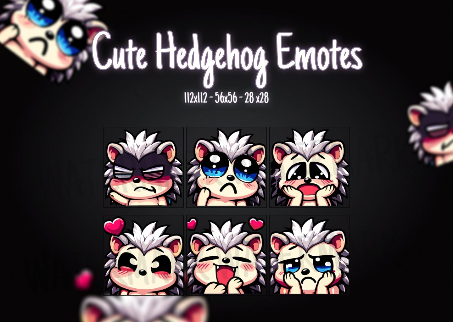 12x Hedgehog Twitch Emotes / Discord Emotes /hedgehog Emotes / Cute ...