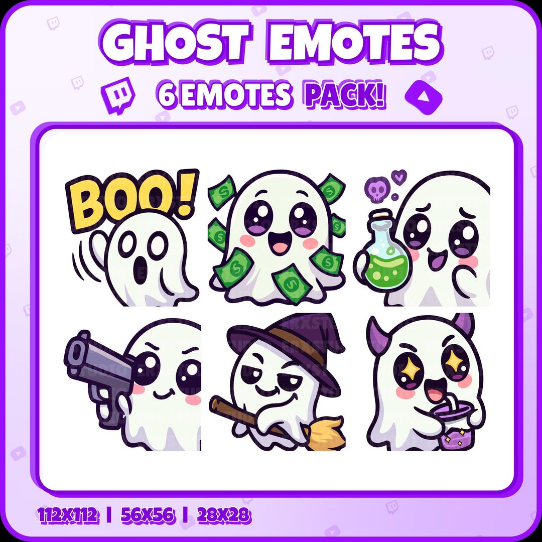 Ghost Twitch Emotes – 6 Cute and Spooky Ghost Emotes for Streamers ...