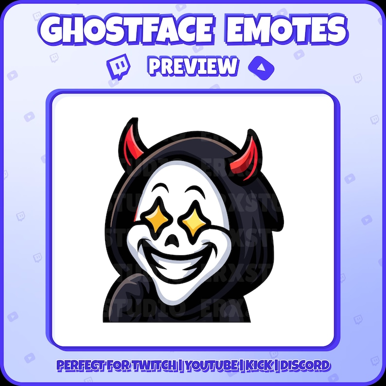 Ghostface Devil Twitch Emote – Star Eyes Funny Emote for Streamers ...