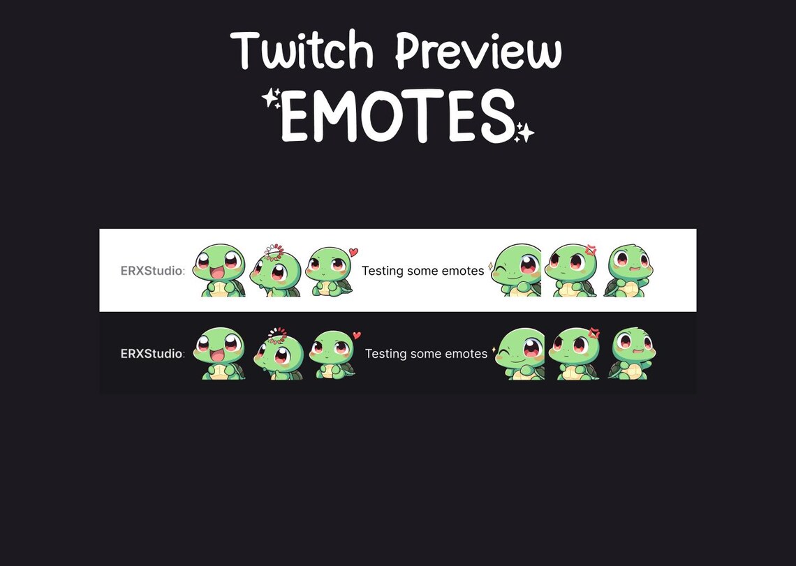 Cute Turtle 6 Emotes for Twitch and Discord, Turtle Emote, Cute Turtle ...