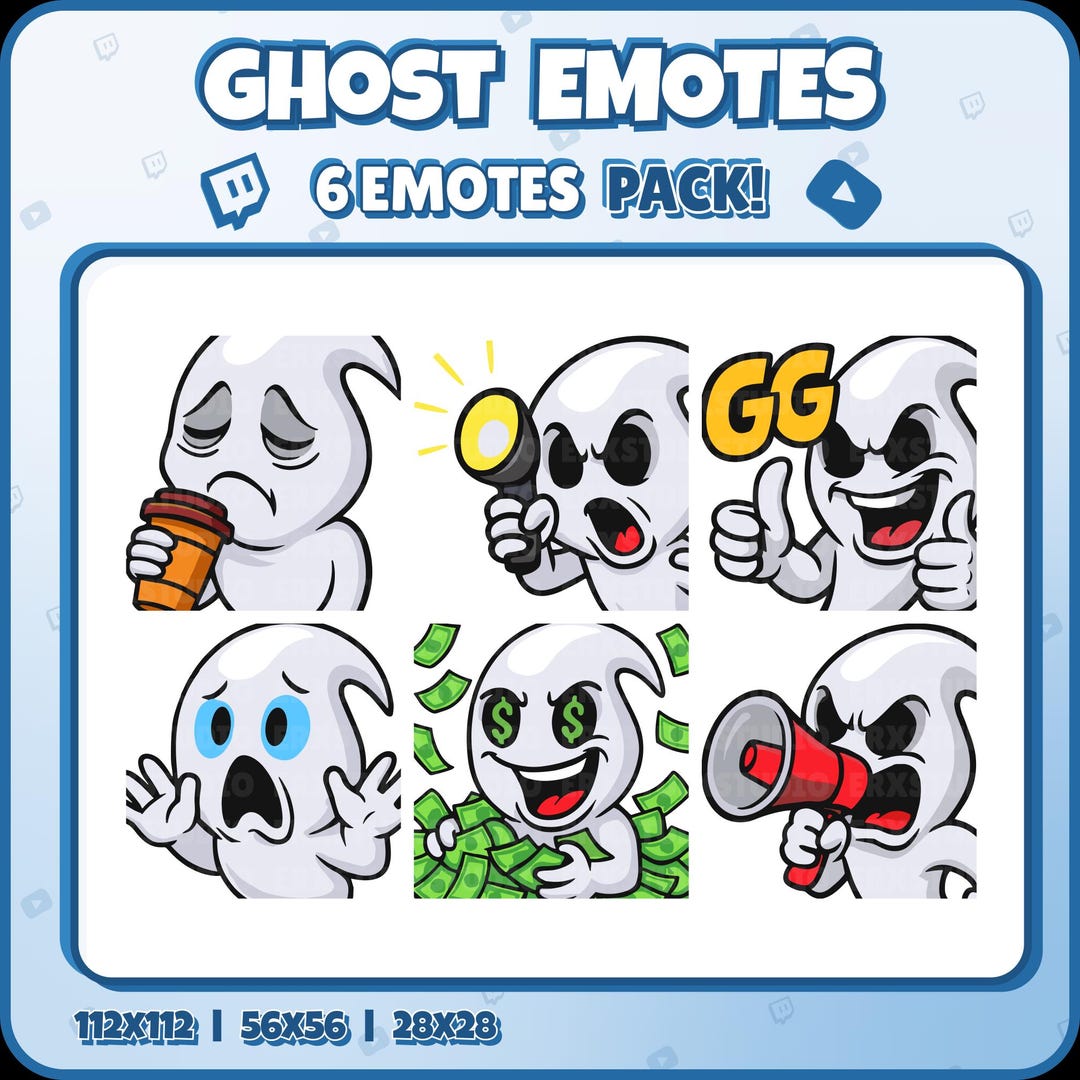 Ghost Emotes – 6 Twitch & Discord Halloween Emotes – Angry, Funny Chibi ...