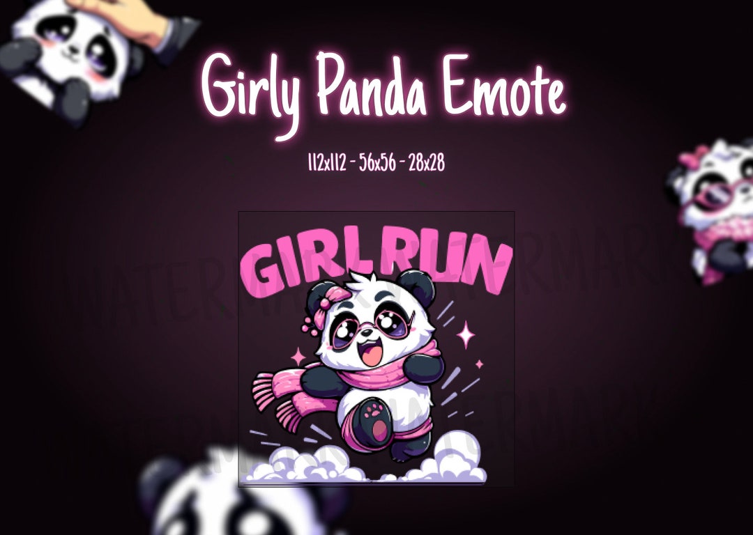 Run Girl Panda Emote for Twitch and Discord, Panda Emote, Cute Girly ...