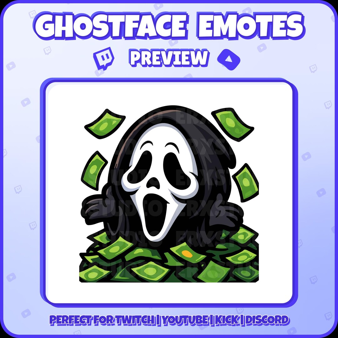 Ghostface Cash Rain Twitch Emote – Funny Money Shower Reaction for ...