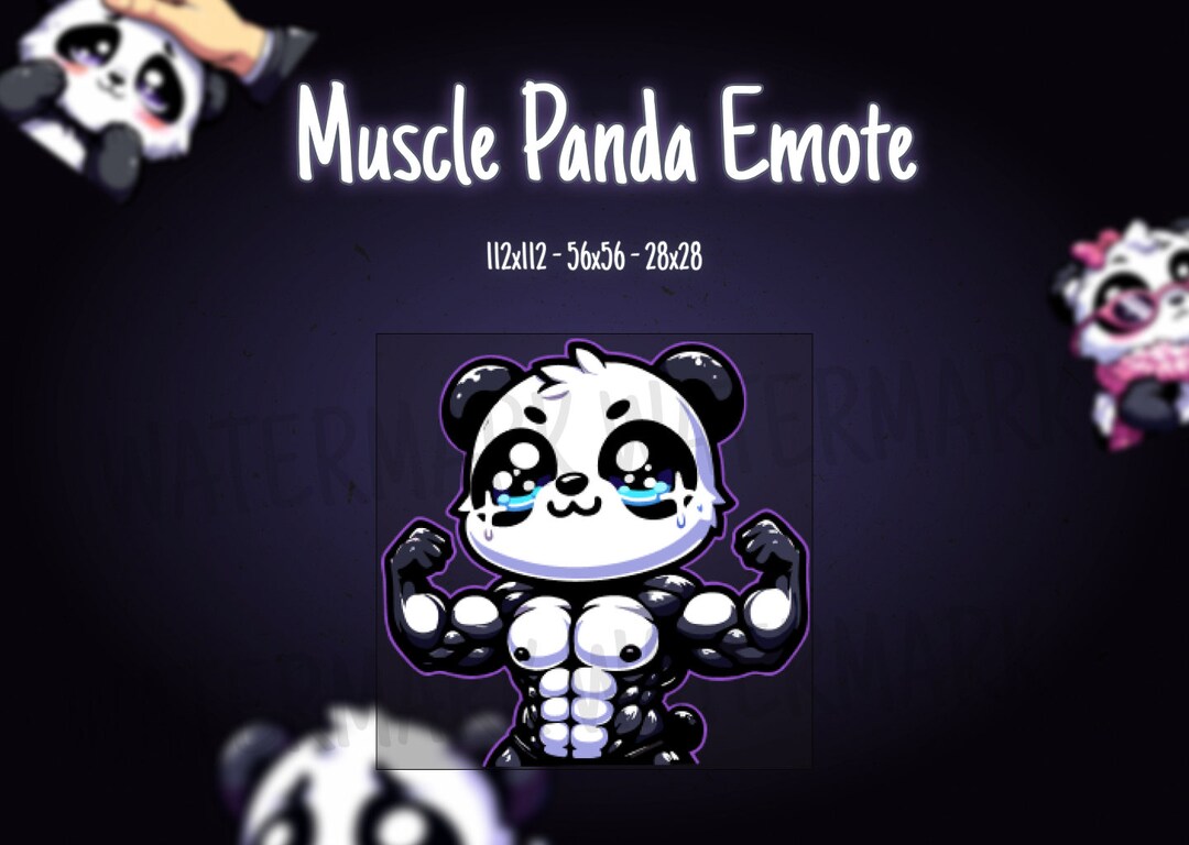 Muscle Panda Emote for Twitch and Discord, Panda Emote, Cute Muscle ...