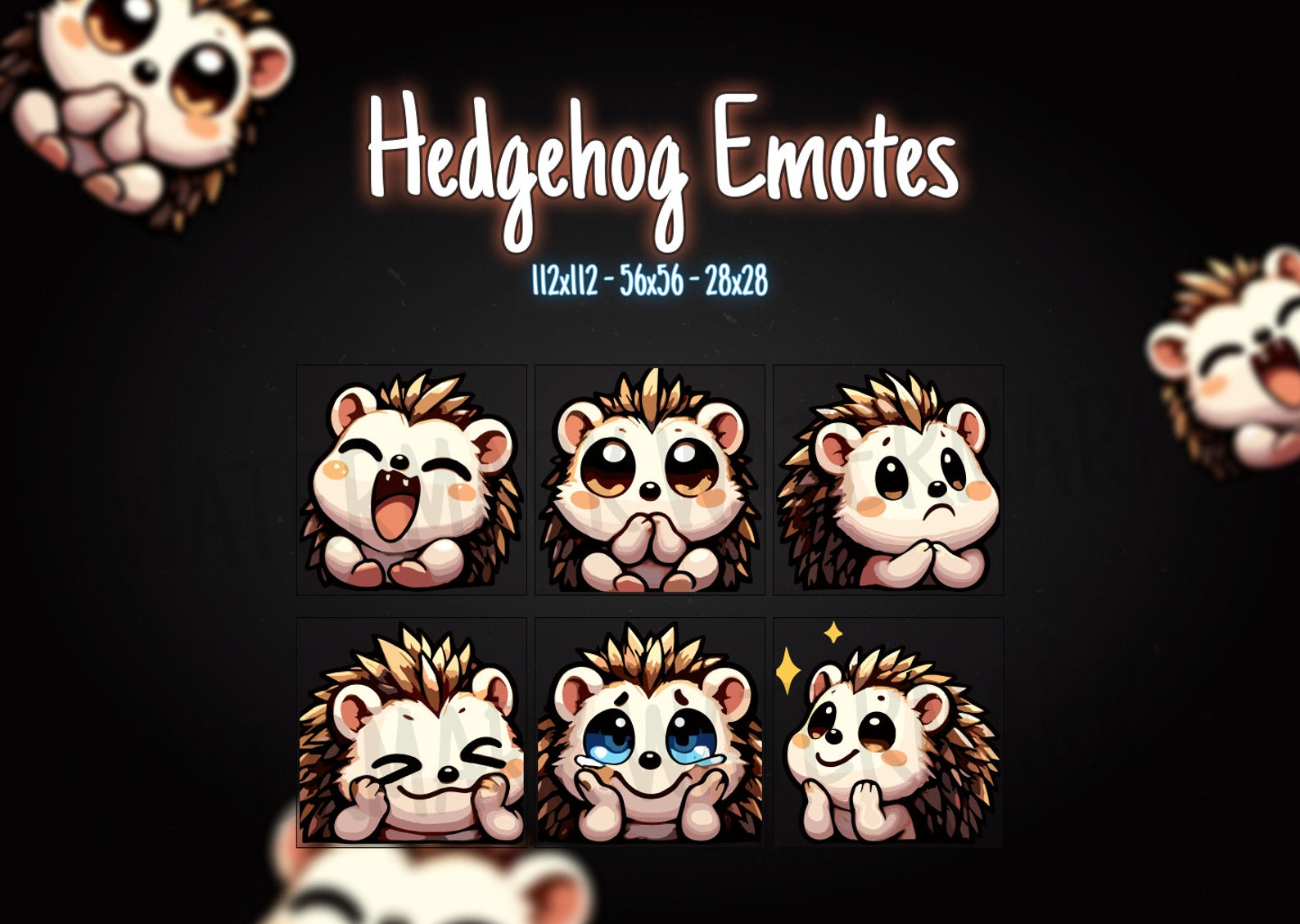 Cute Hedgehog Emote Pack for Twitch and Discord, Hedgehog Emote, Cute ...