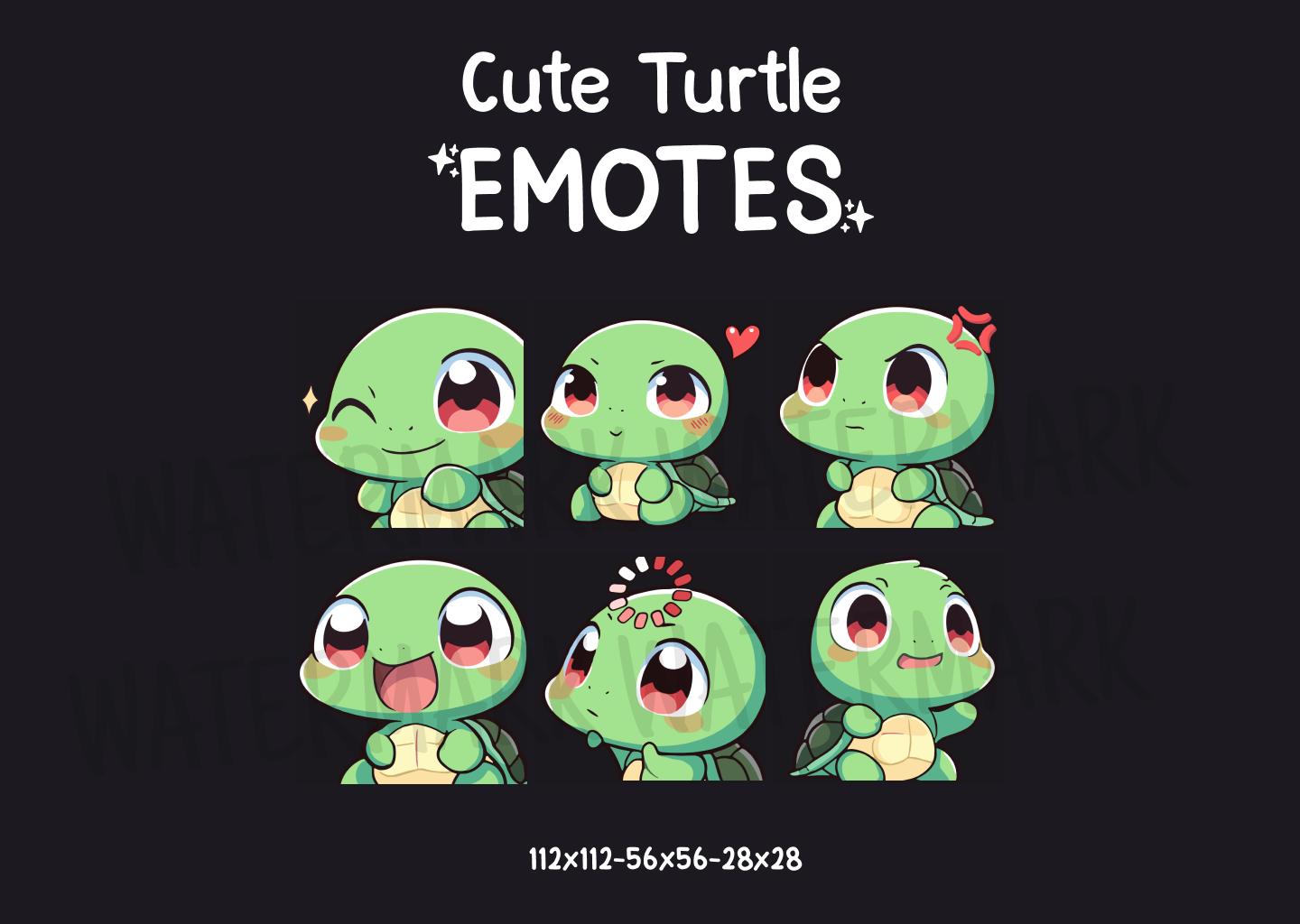 Cute Turtle 6 Emotes for Twitch and Discord, Turtle Emote, Cute Turtle ...