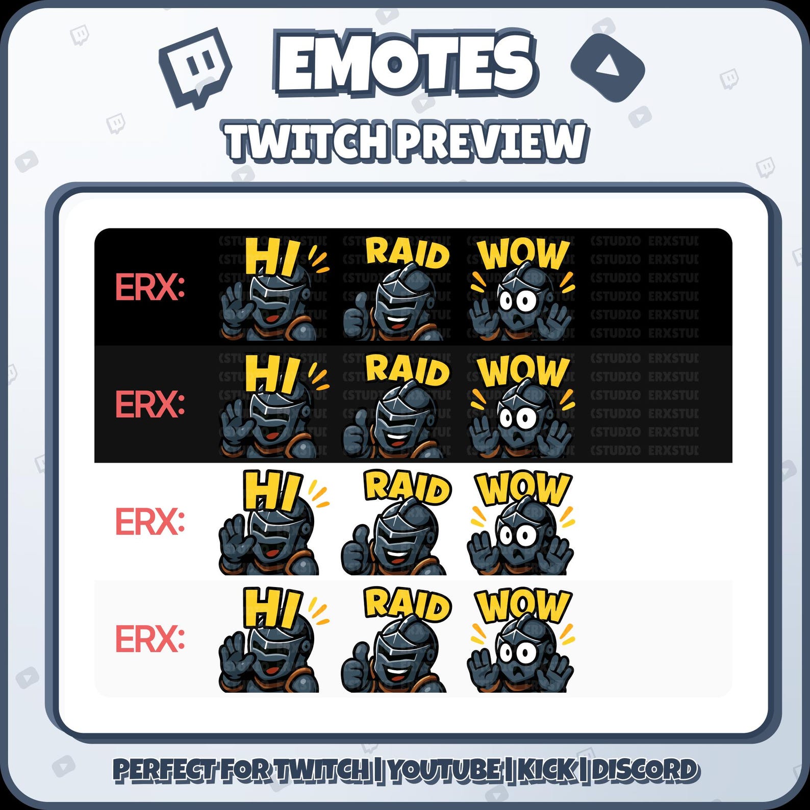 Knight Twitch Emotes – 6 Medieval Warrior Emotes for Streamers, Discord ...