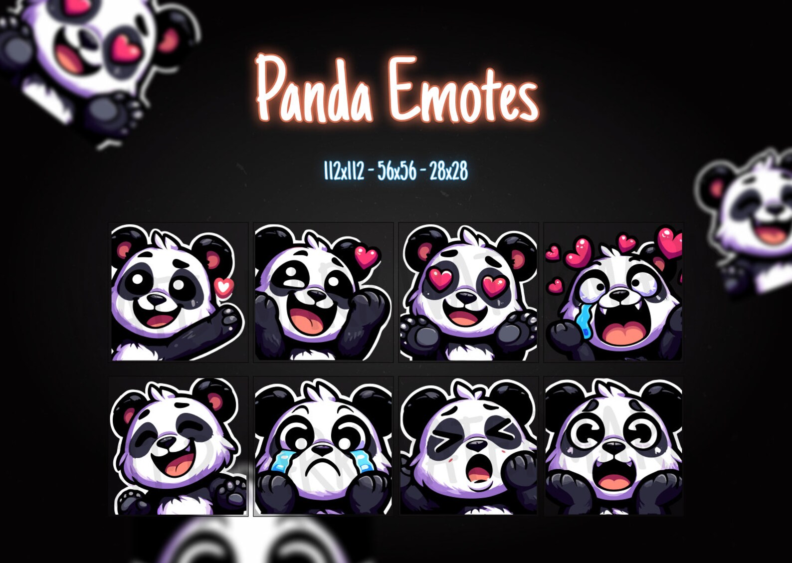Cute Panda Emote Pack for Twitch and Discord, Panda Emote, Cute Panda ...
