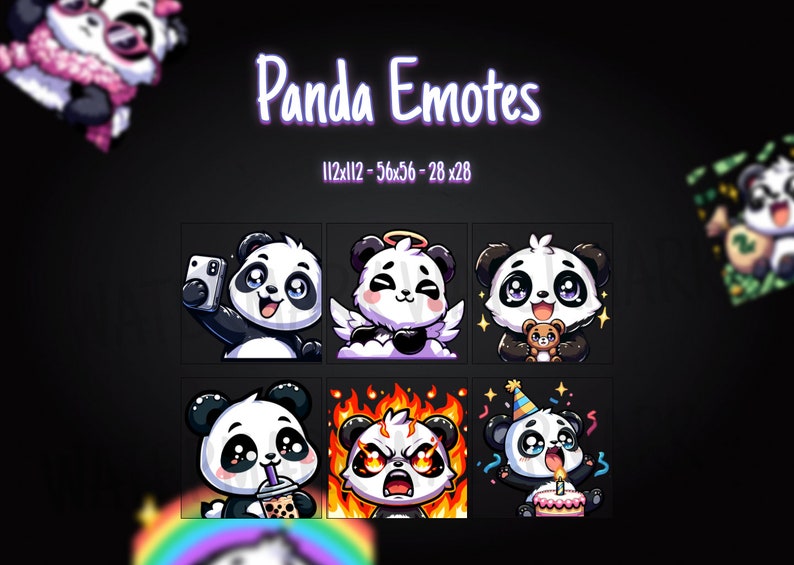 Mega Panda Pack X30 Emotes for Twitch and Discord, Panda Emotes, Cute ...