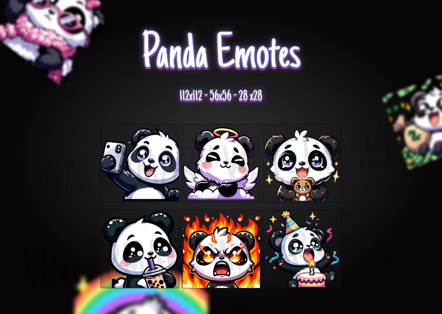 Mega Panda Pack X30 Emotes for Twitch and Discord, Panda Emotes, Cute ...