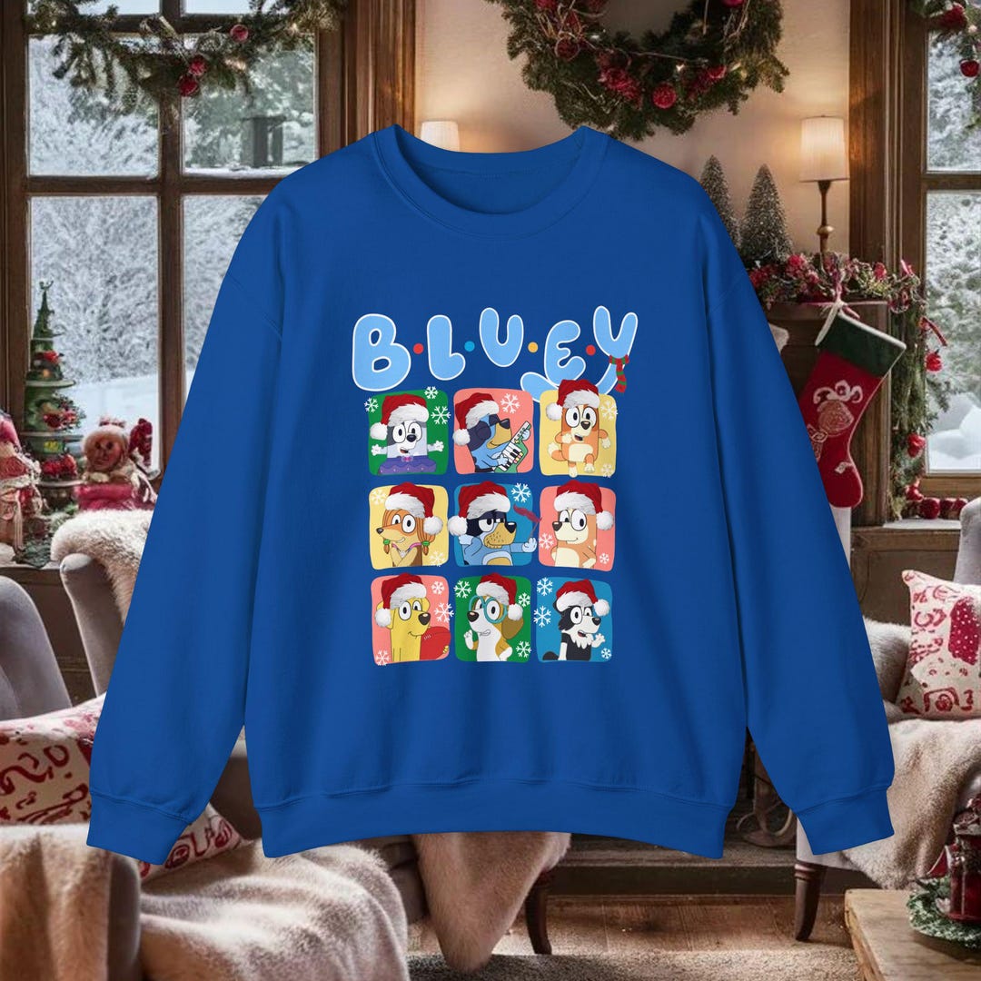 Christmas Bluey Family & Friends Sweatshirt, Blue Dog Christmas Shirt ...