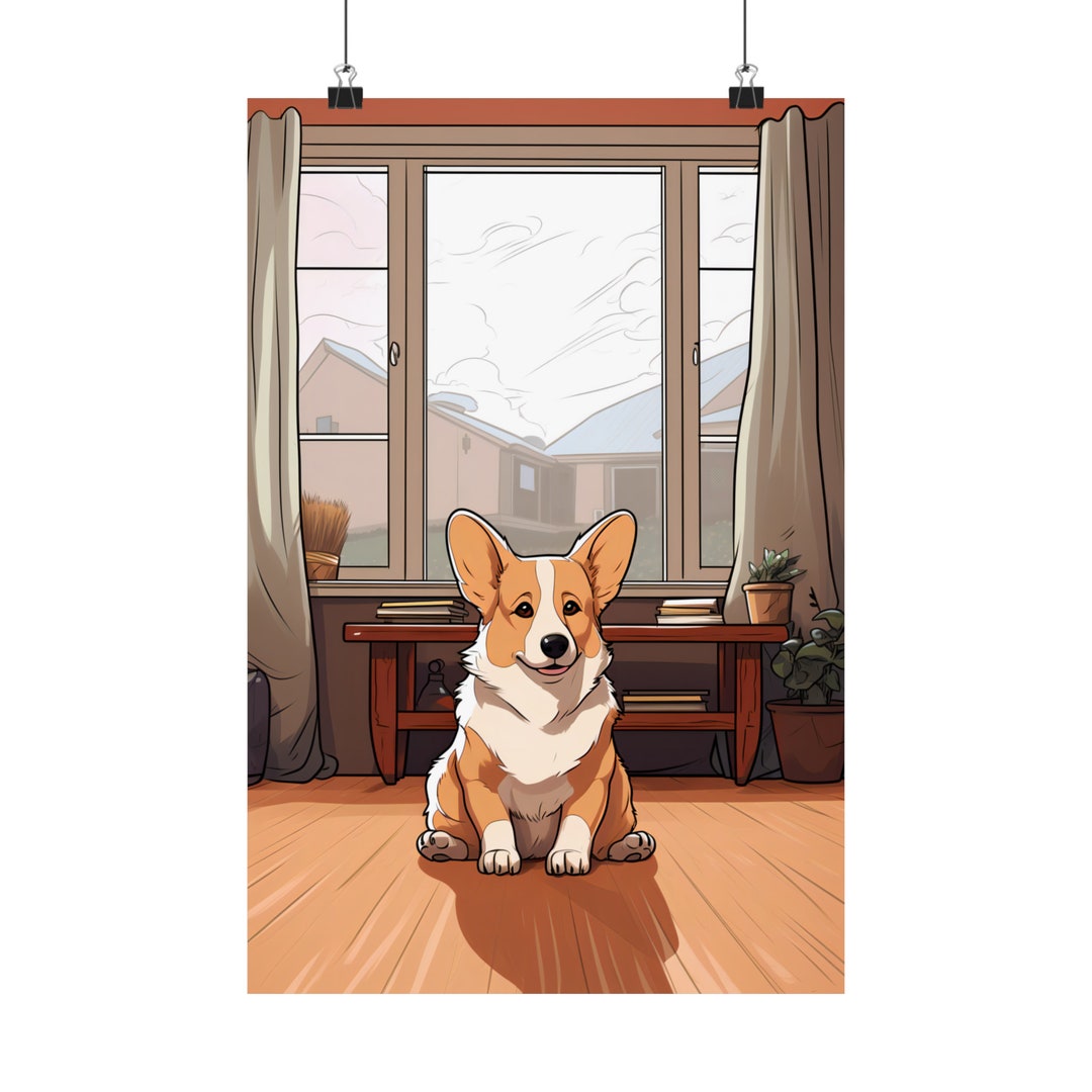 Whimsical Corgi Illustration, Cute Corgi Print, Playful Puppy Decor ...