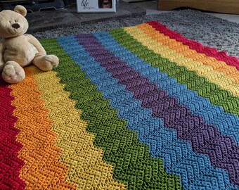 Rainbow Baby Blanket Knitting Pattern - Etsy