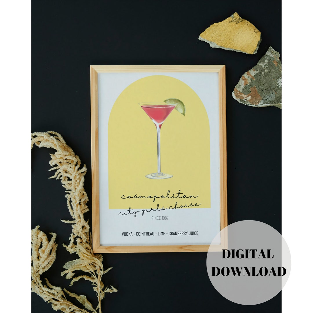 Cosmopolitan Cocktail Digital Wall Art Cosmo Girl Vintage Inspired ...