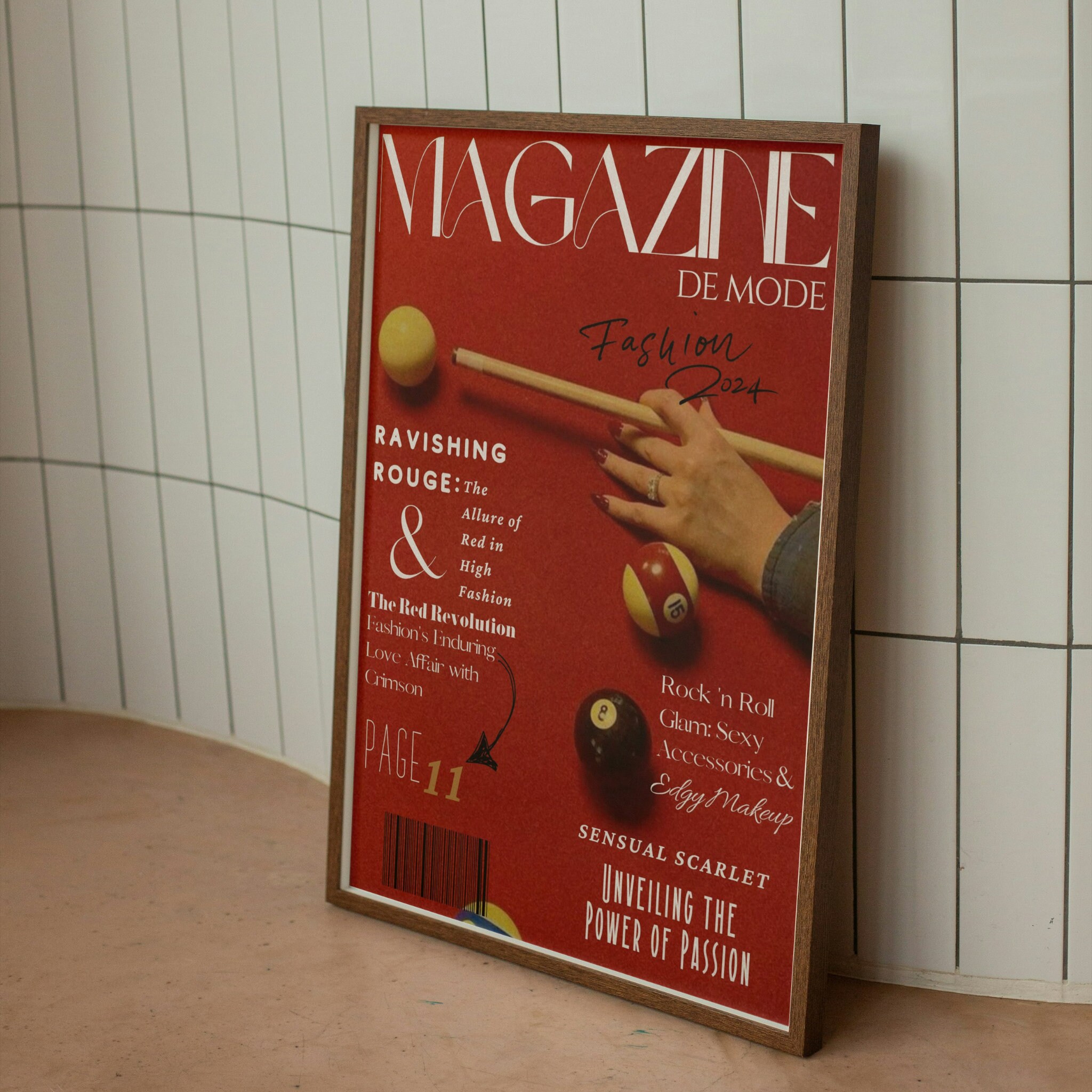 Retro Fashion Magazine Poster, Red Vogue Poster, Dorm Wall Art ...