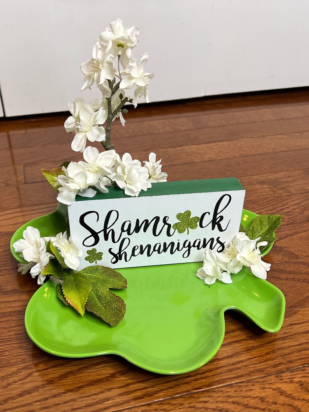 Shamrock Shenanigans Holiday Centerpiece! Miniature White Cherry ...
