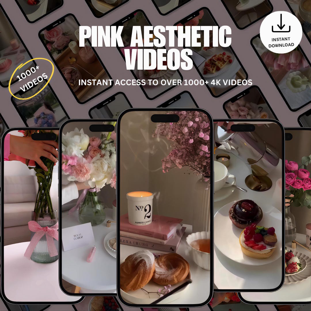 1000+ Pink Aesthetic Faceless Video & Photo Bundle for Instagram Reels ...