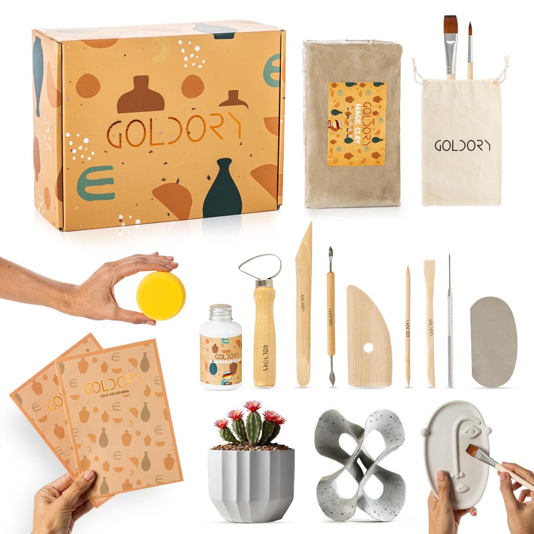 Home Pottery Kit – Air-dry Clay Set for Adults & Beginners | DIY ...