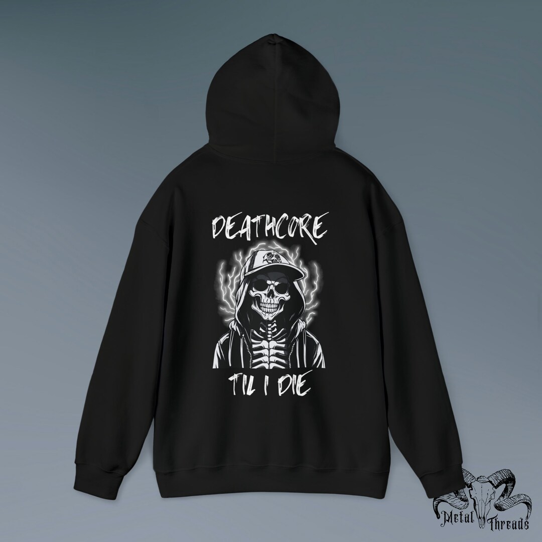 Deathcore Til I Die Skeleton Hoodie Snapback Pullover Unisex Heavy ...