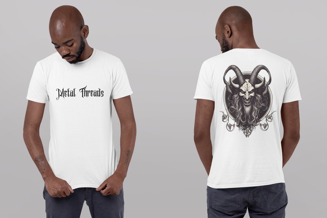 Metal Threads Logo & Baphomet Grin Softstyle T-shirt Unisex Softstyle T ...