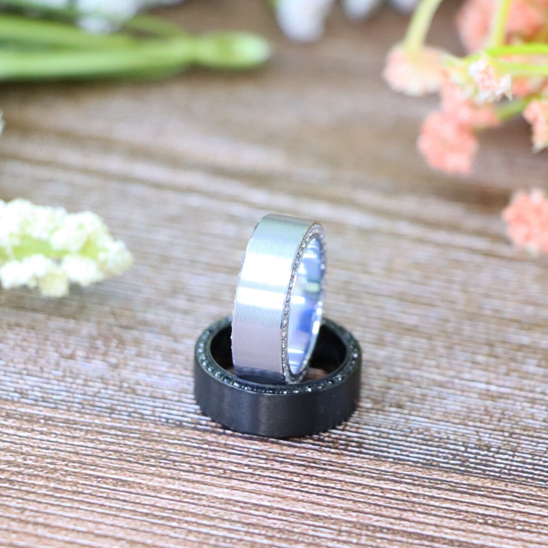 Unique Wedding Men's Band, Hidden Side Pave Set Diamond Band, Mens ...