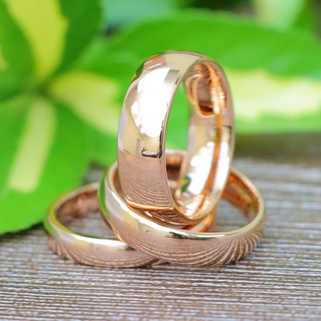 Matching Couple Promise Rings, Shiny Polished Brushed Bands, Stacking ...