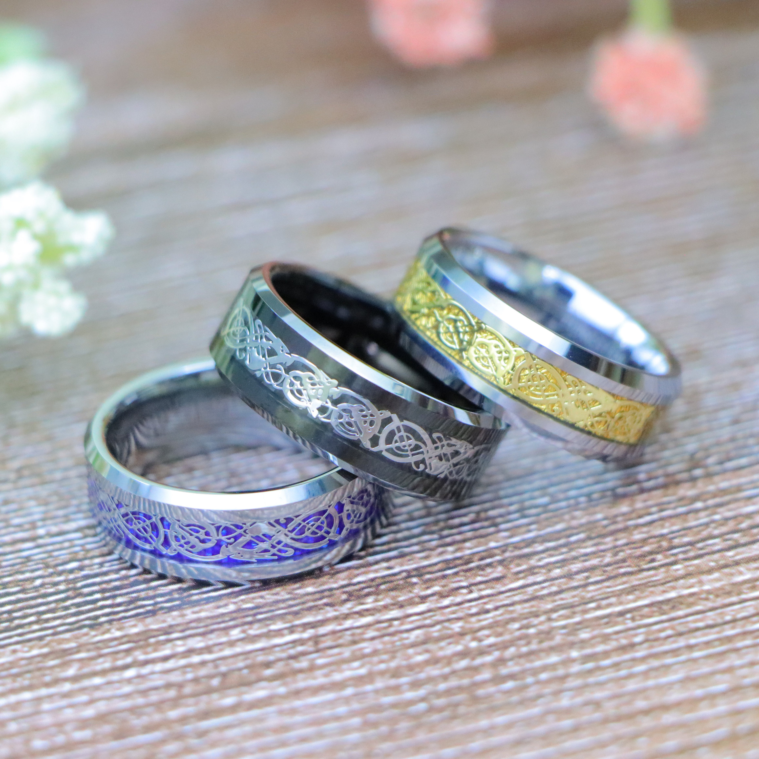 Celtic Engagement Ring, Dragon Ring. Mans Wedding Band Celtic Golden ...